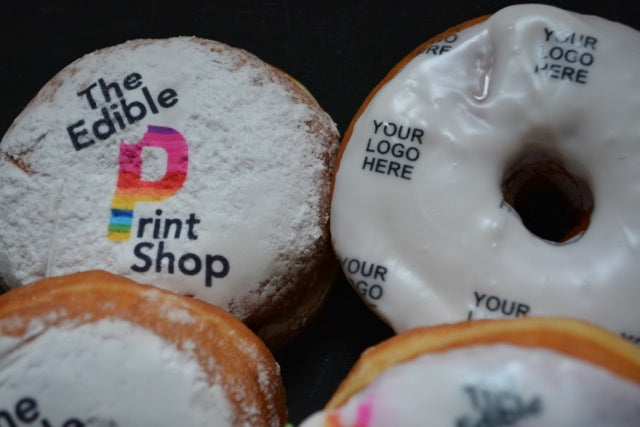 Donuts with edible logo – The Edible Print Shop